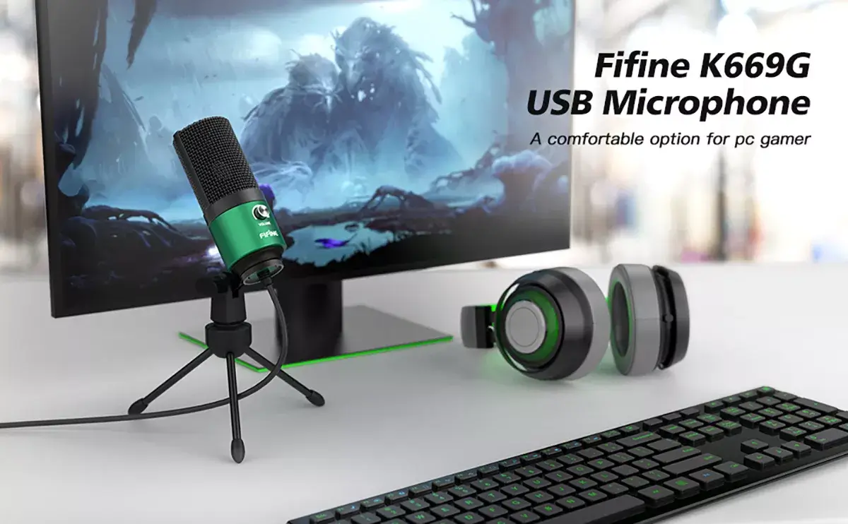 Fifine K669 USB Microphone – Cardioid Condenser, Plug & Play, Clear ...